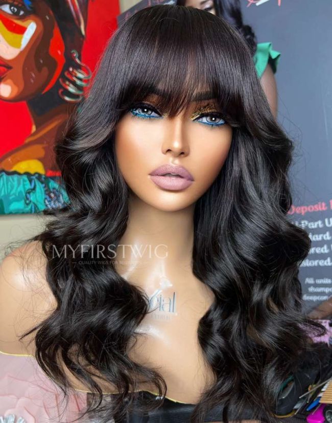 14-20 Inch Soft Wavy With Bangs 4 In 1 Pre Everything Glueless Wigs - – MyFirstWig CA