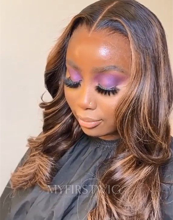 Ggalore - Malaysian Human Hair Wavy Highlight Lace Front Wig - GG006 ...